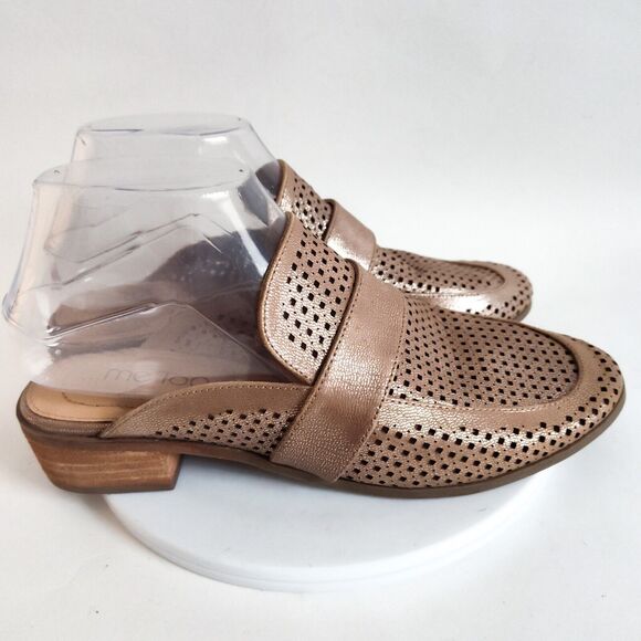 me too | Shoes | Me Too Perforated Leather Gold Metallic Slip On ...